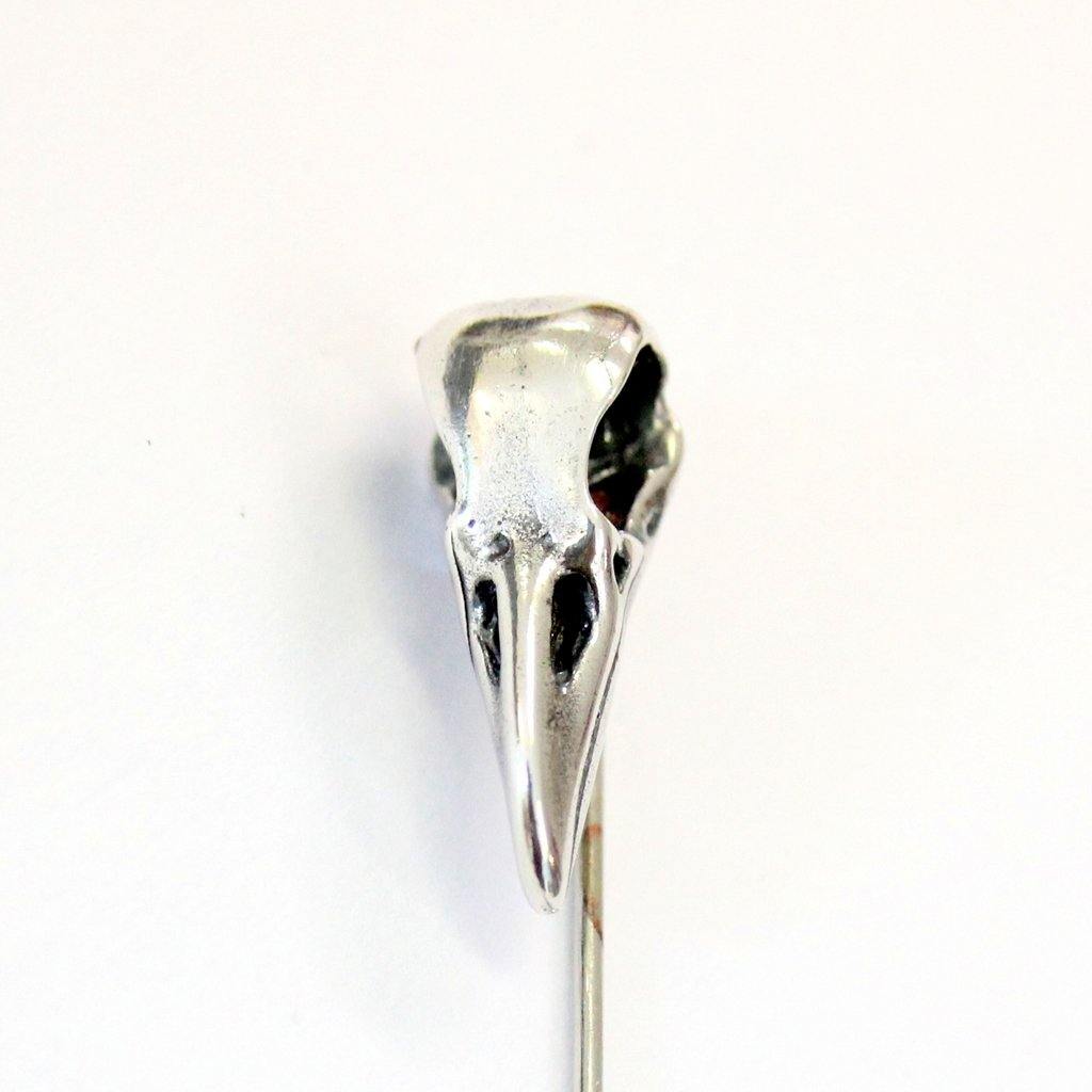 Sterling Silver Raven Skull Ascot Pin – Moon Raven Designs