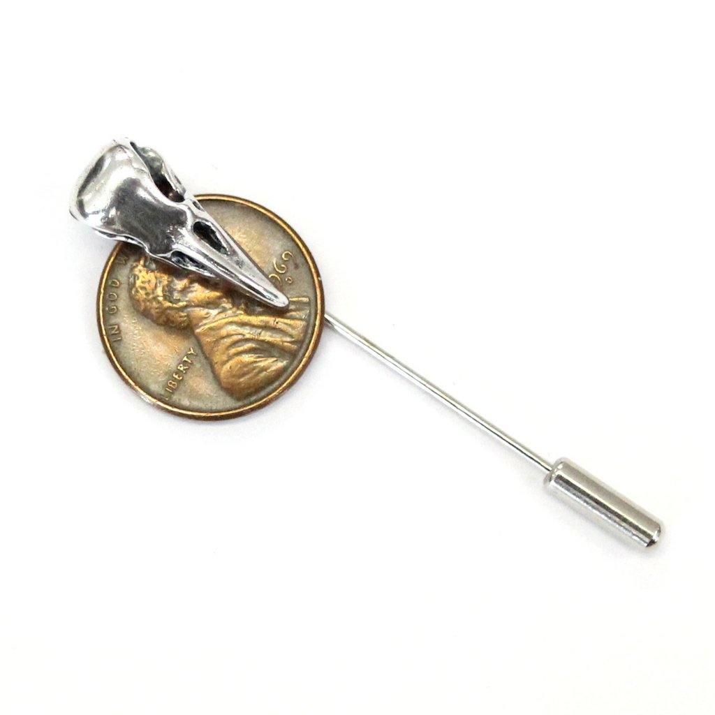 Sterling Silver Raven Skull Ascot Pin – Moon Raven Designs