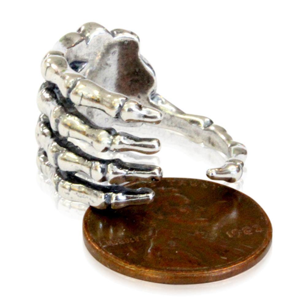 Solid Sterling Silver Skeleton Hand Ring – Moon Raven Designs